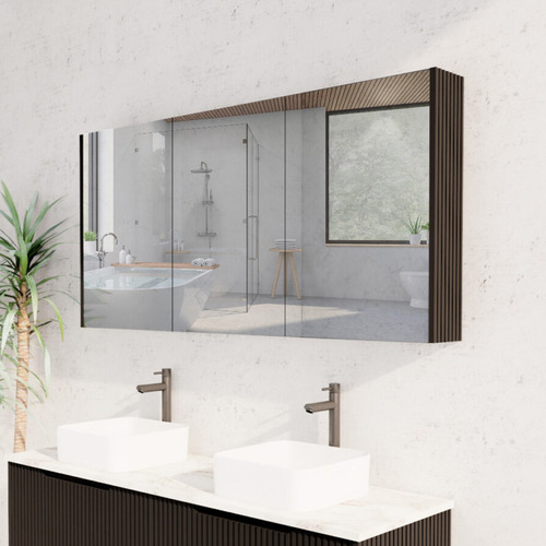 Dustin 1500mm Fluted Mirrored Shaving Cabinet with Glass Shelves